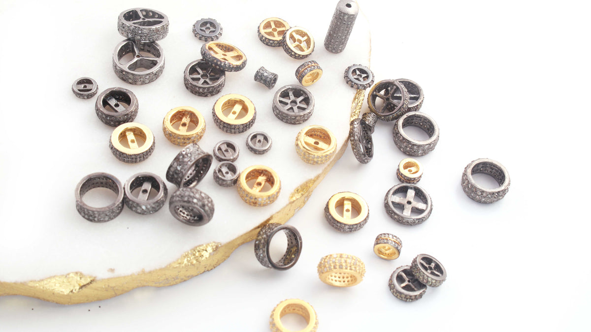 Pave Diamond Rondelles | Tucson Beads