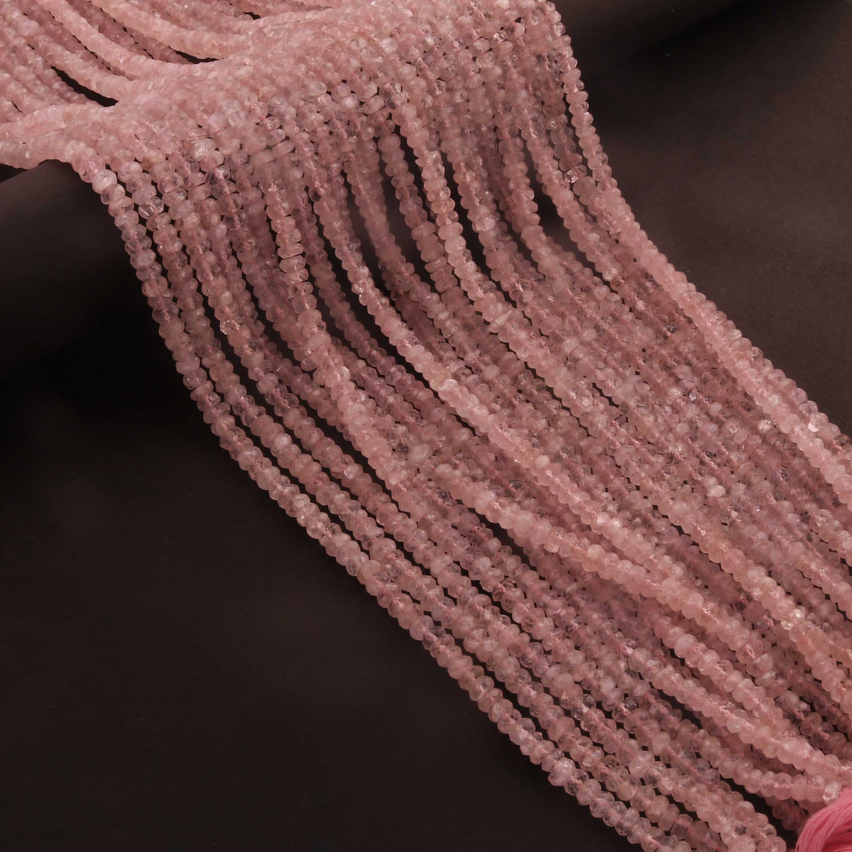 1 Strand Rose Quartz Faceted Rondells -Semi Precious Gemstone Rondells ...