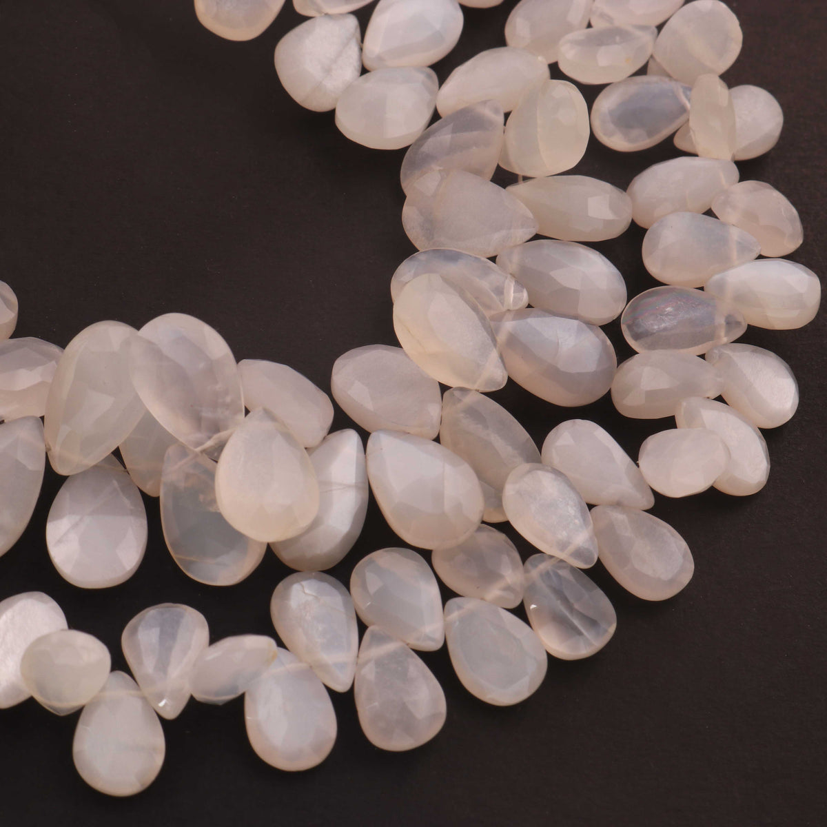 1 Strand White Moonstone Faceted Briolettes - Pear Shape Briolettes ...