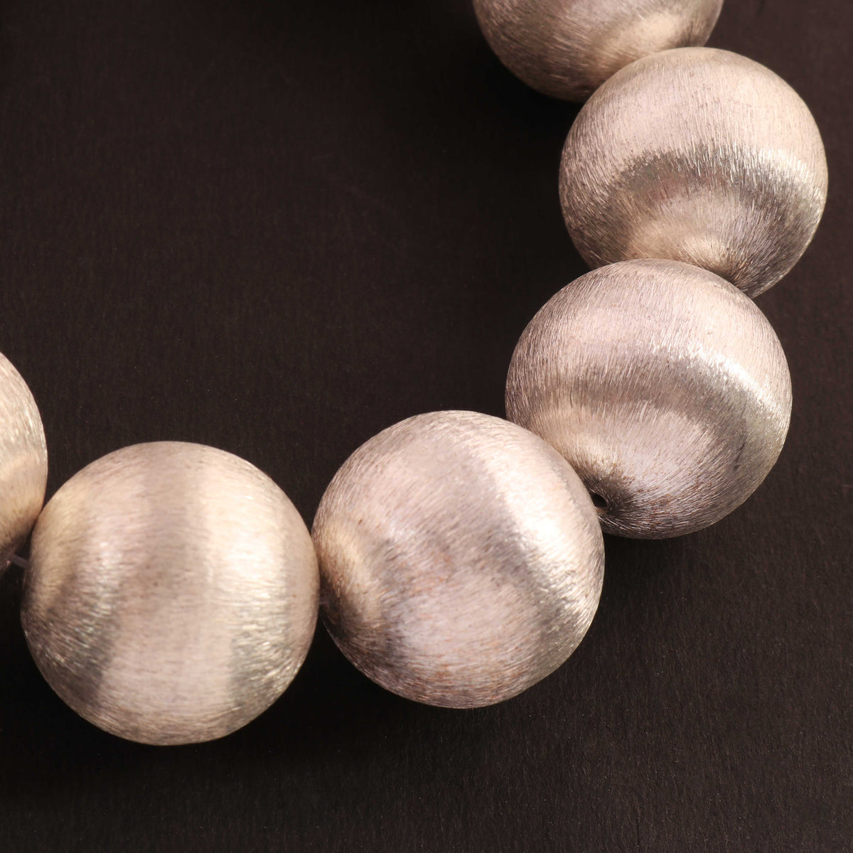 1 Strand AAA Quality Brush balls 925 Silver Plated On Copper-Matt ...