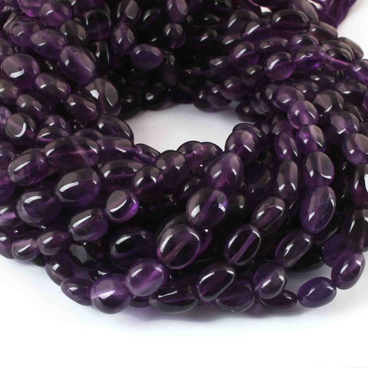 1 Strand Amethyst Smooth Briolettes Oval Shape Briolettes - 8mmx7mm ...