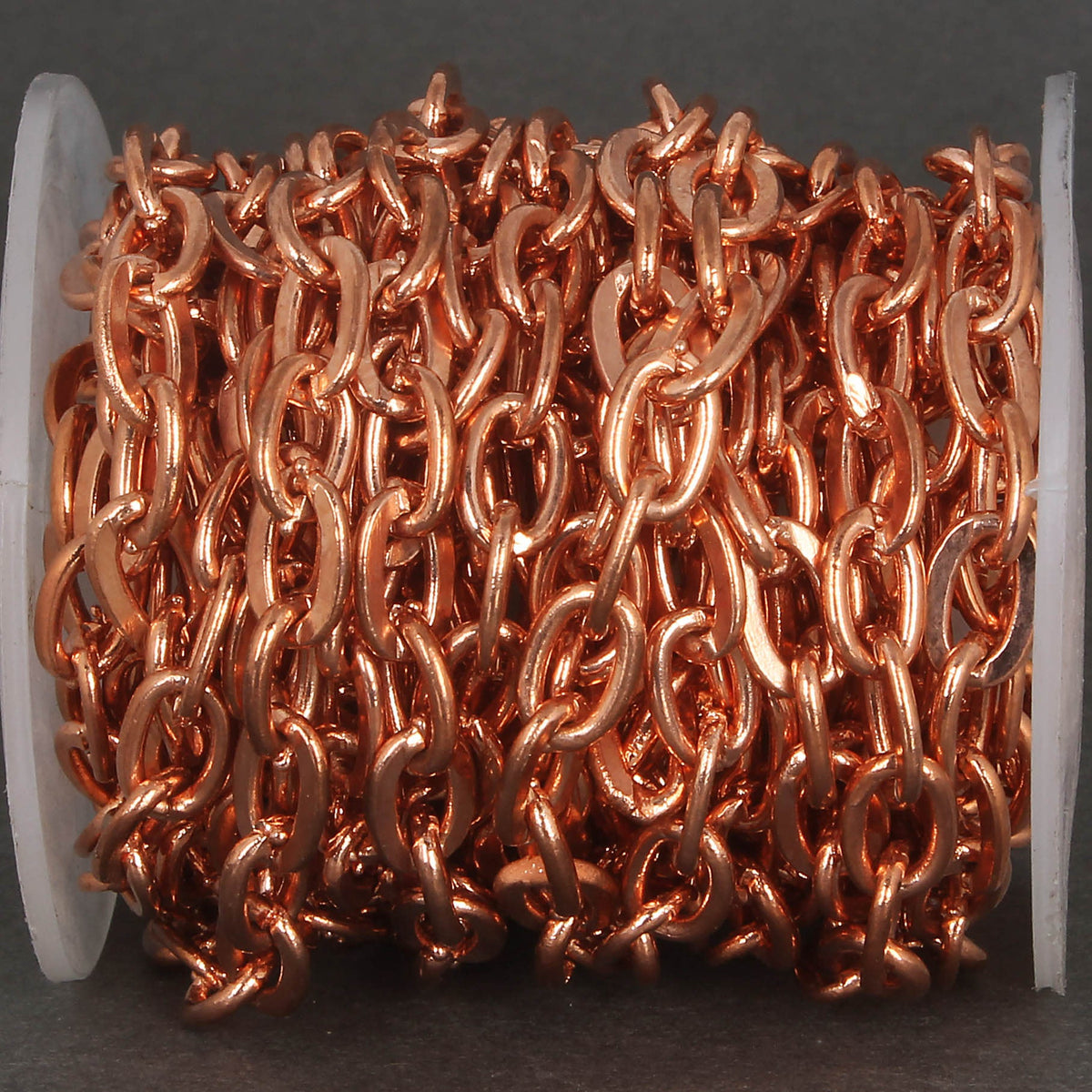 Rose Gold Plated Copper Chain - Cable Oval Link Chain - Soldered Chain ...